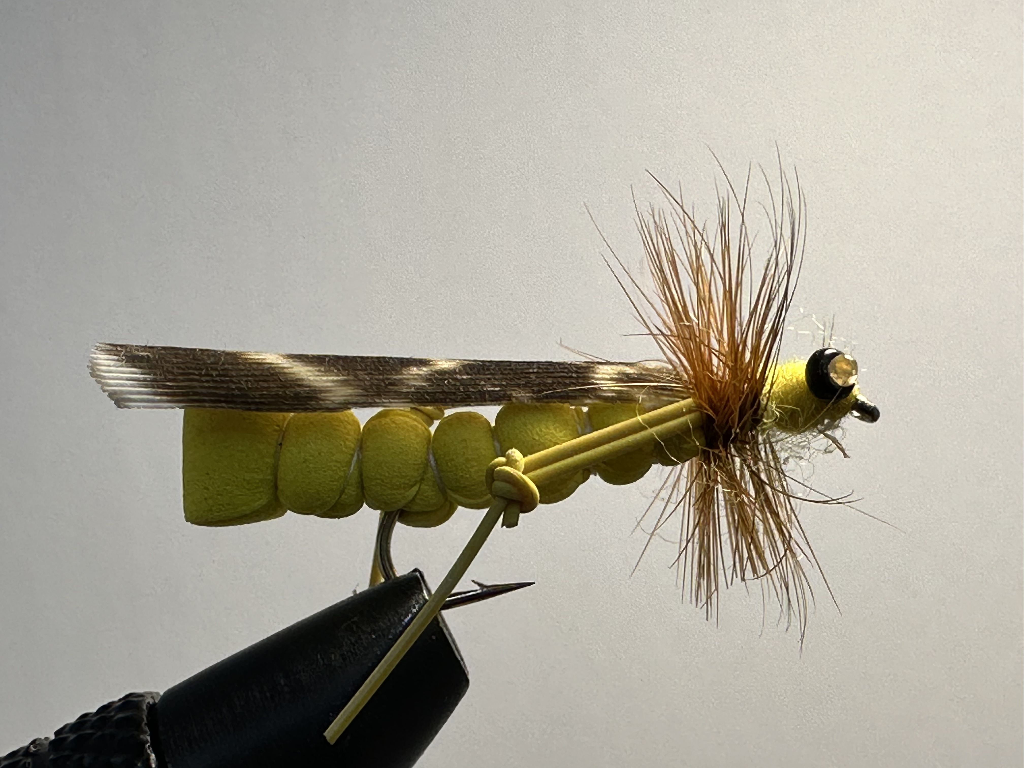 Grasshopper, Eyed Yellow Foam – Rocky Mountain Fly and Feather